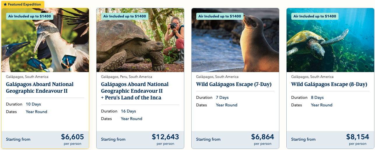 Lindblad Expeditions Galapagos Offer